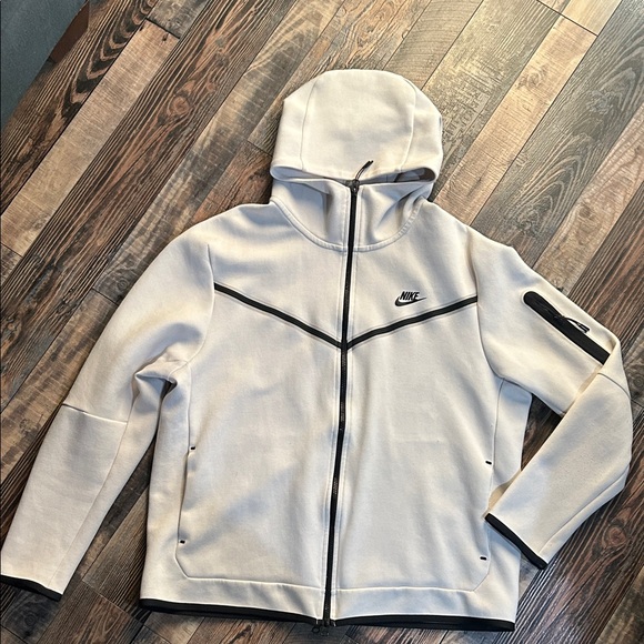 Nike | Jackets & Coats | Cream Nike Tech With Black Details | Poshmark